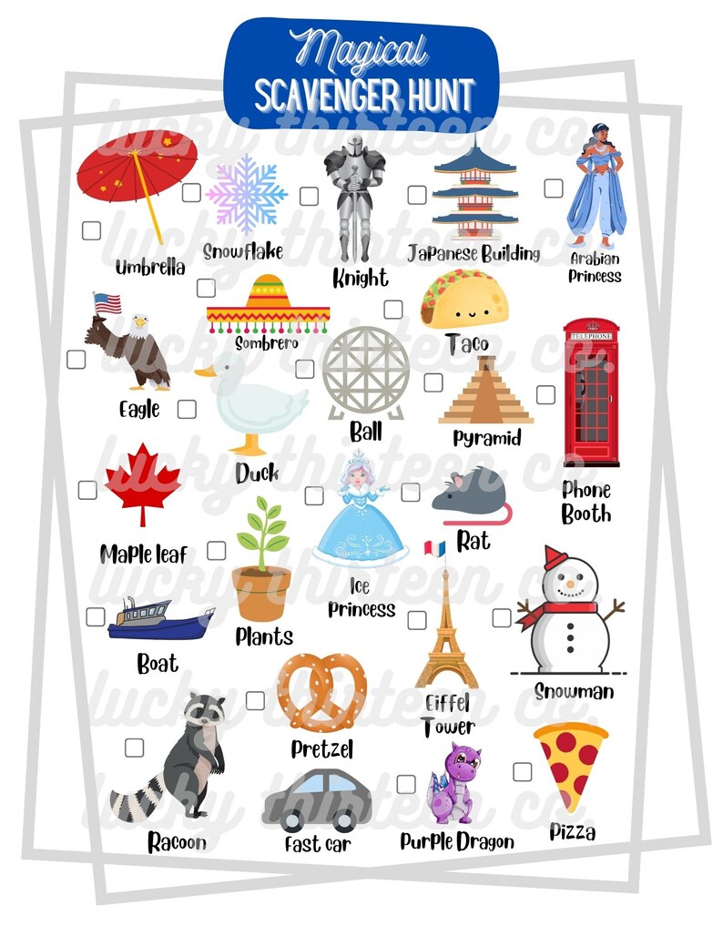 Magical Printable Scavenger Hunt Four Park Bundle Digital Download WDW ...