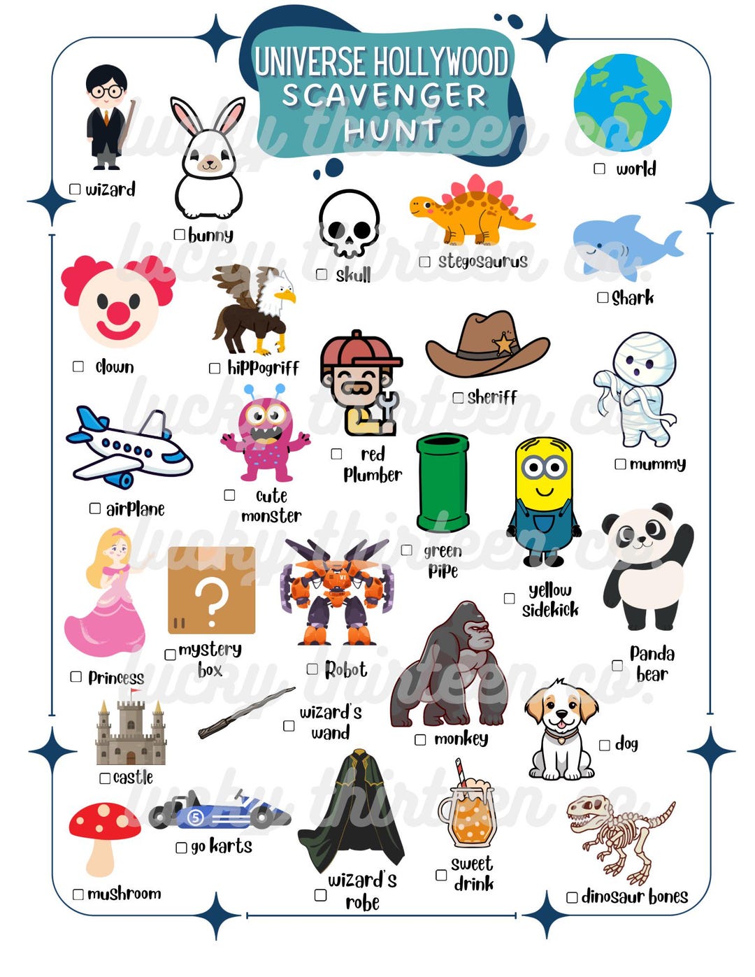 Universe Hollywood in California Printable Scavenger Hunt Park Bundle ...