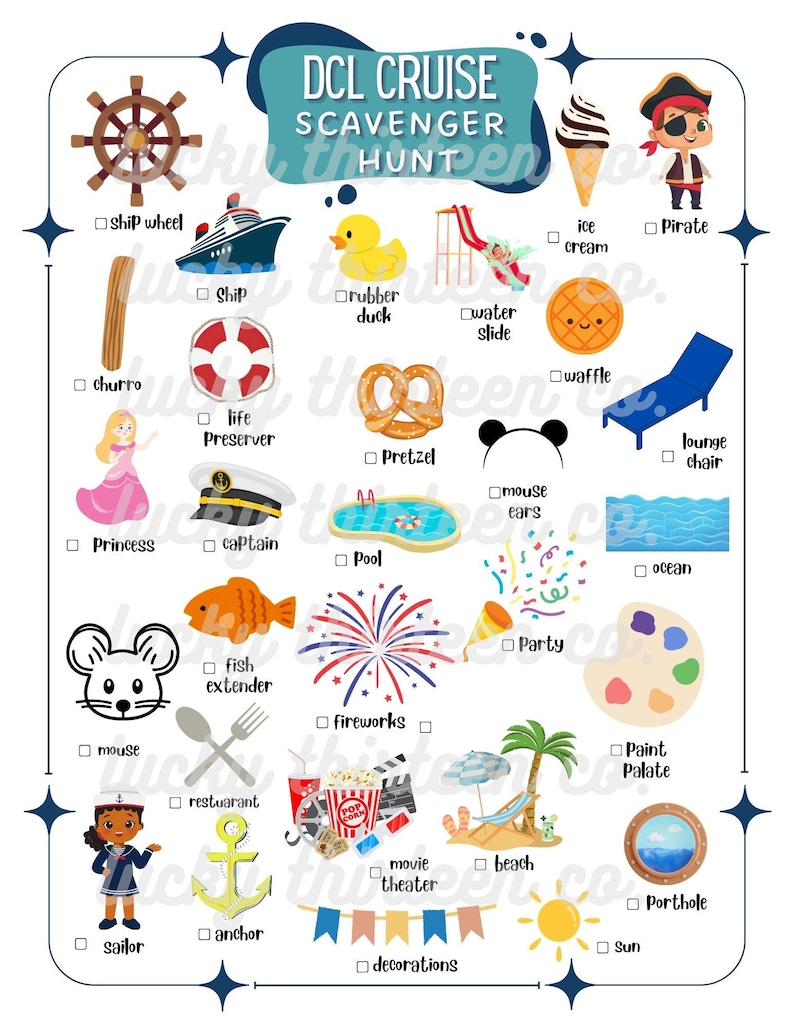DCL Printable Scavenger Hunt Digital Download, Fish Extender Gift - Etsy