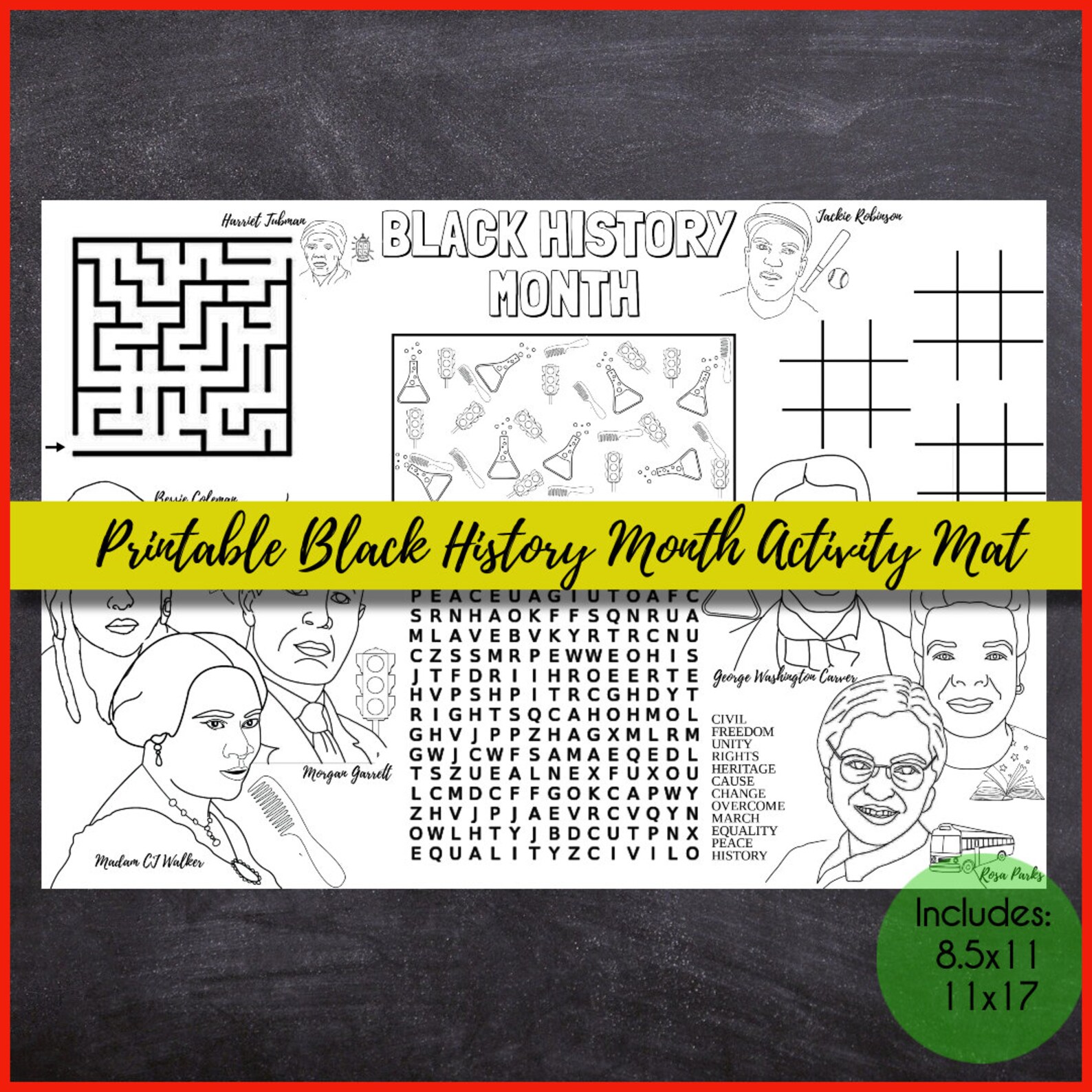 Black History Month Activity Sheet / Printable Coloring Place Mat ...