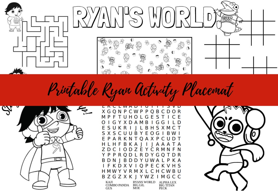 Ryan Activity Sheet / Printable Coloring Place Mat Activity Page / Kids ...