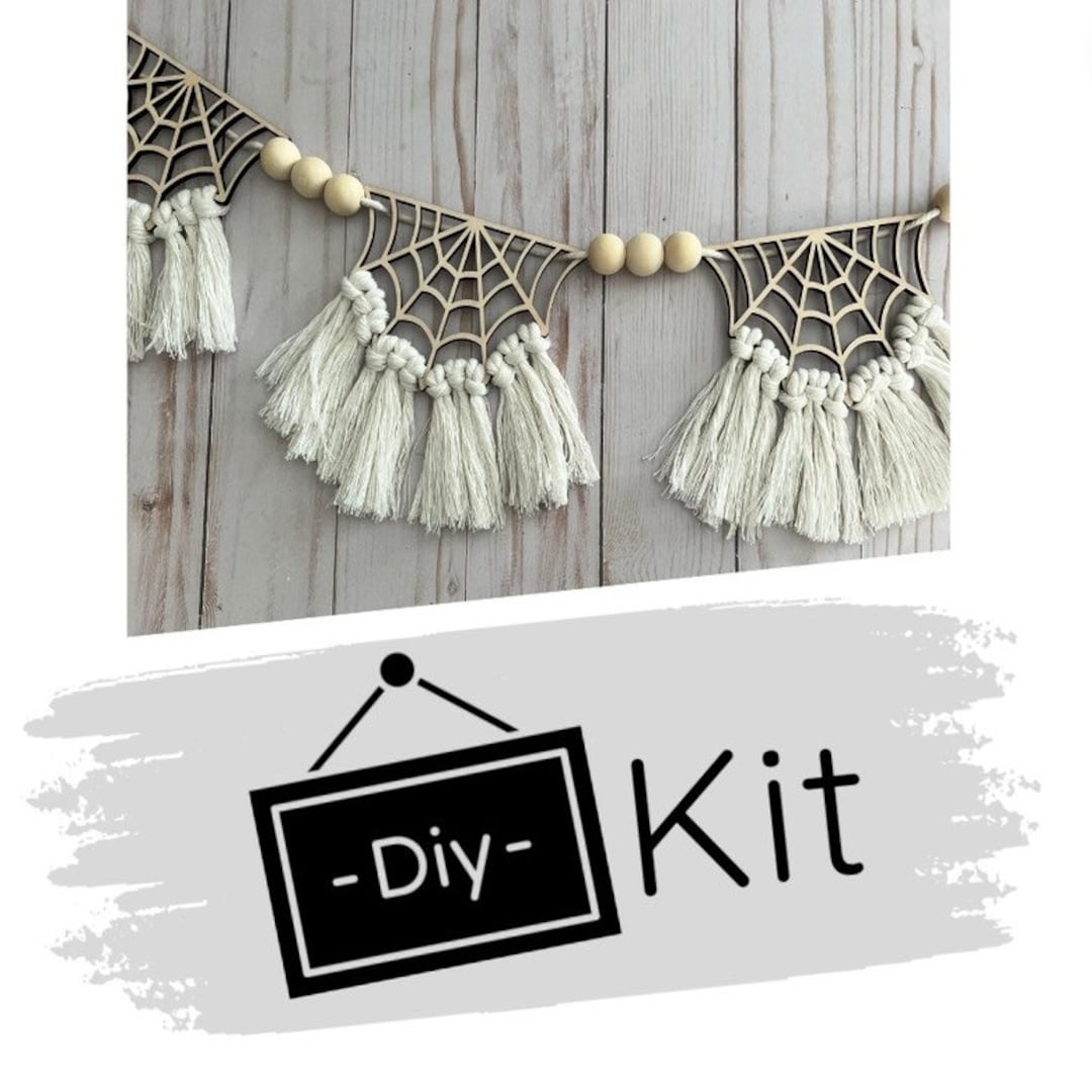 DIY Macramé Spider Web Garland Kit / Macramé Halloween Decor / DIY ...