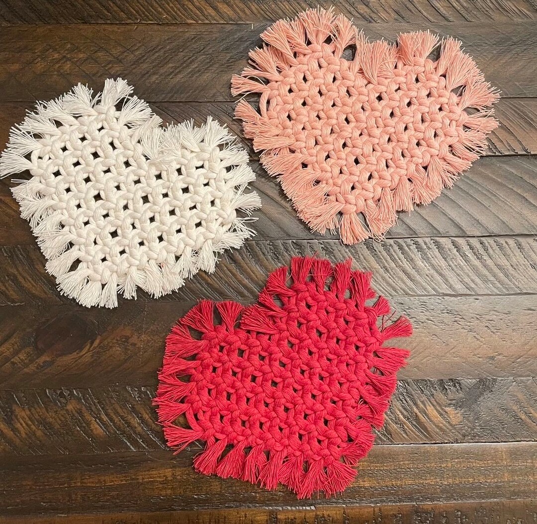 DIY Macrame Heart Coaster Kit / DIY Macrame Wall Hanging / DIY Macrame Kit / Craft Kit ...