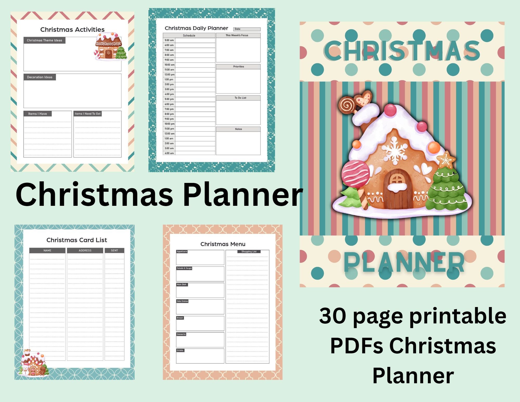 Christmas Journal Printable Planner Tracker, Holiday Merry Memories ...