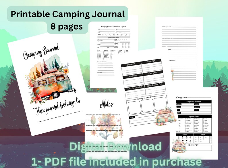 Camping Retro Journal Printable Campground Review Camping Journal ...