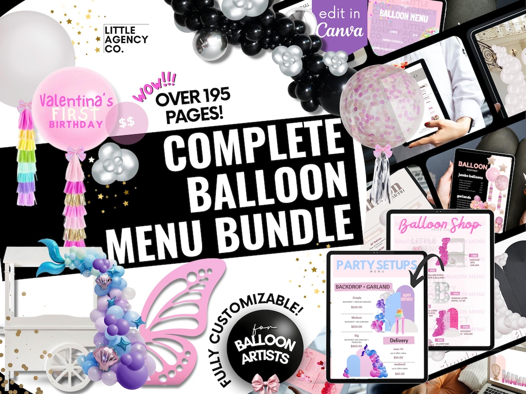 Balloon Menu Mega Bundle: 195 Pages, Customizable Canva Templates - Etsy