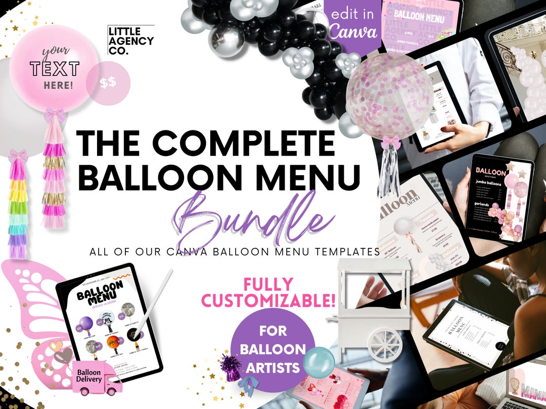 Editable Mega Balloon Menu Bundle 125 Pages Canva Templates - Etsy
