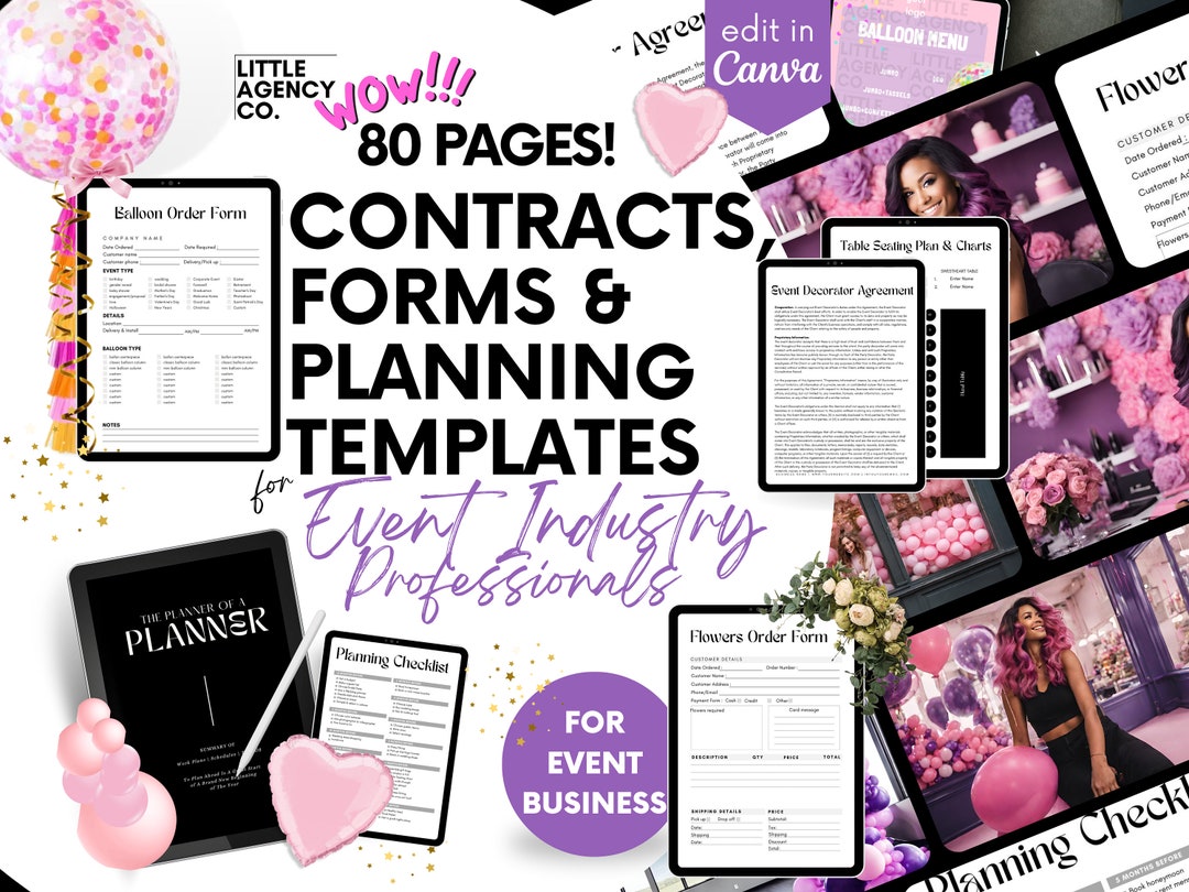 MEGA CONTRACT BUNDLE Balloon Artist and Event Planner Fully Editable 80 Pages Agreement, Rental ...