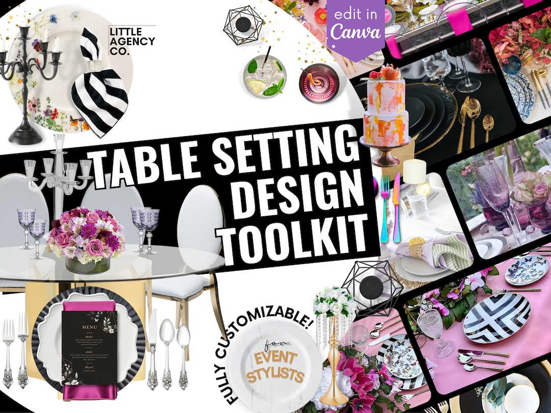 Event Planner Table Setting & Seating Canva Template Illustration ...