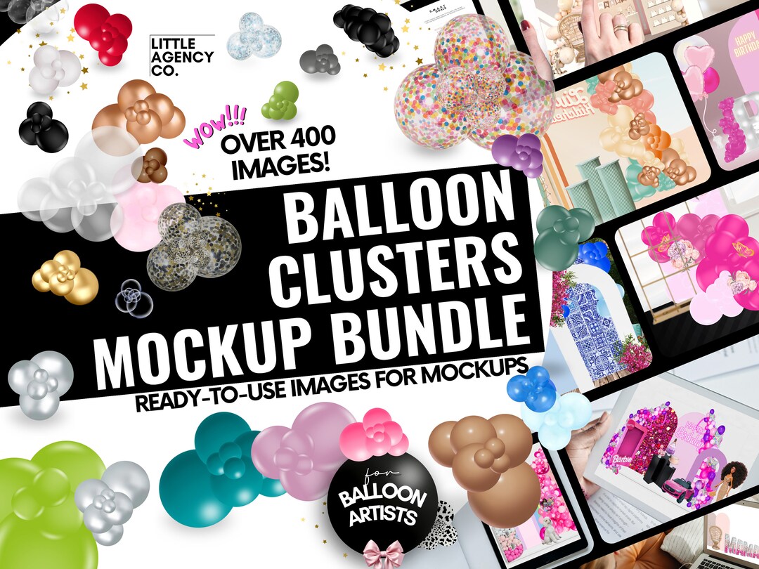 Balloon Cluster PNG Bundle: Garland Mockups for Event Designers ...