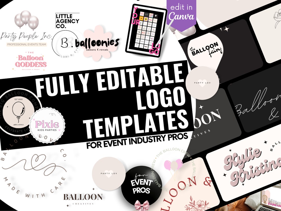 30 Canva Logo Templates: Balloon Artist & Event Planner Branding ...