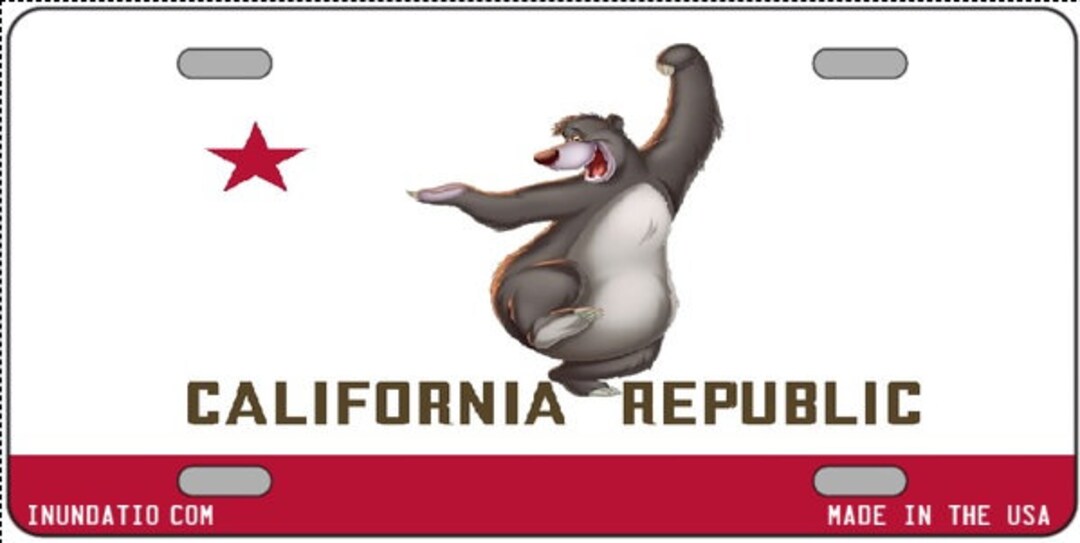 California Republic Flag Spoof Dancing Bear License Plate - Etsy