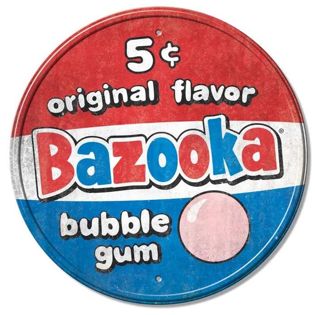 Bazooka Bubble Gum Sign Round Metal Vintage Advertising Sign Made in ...