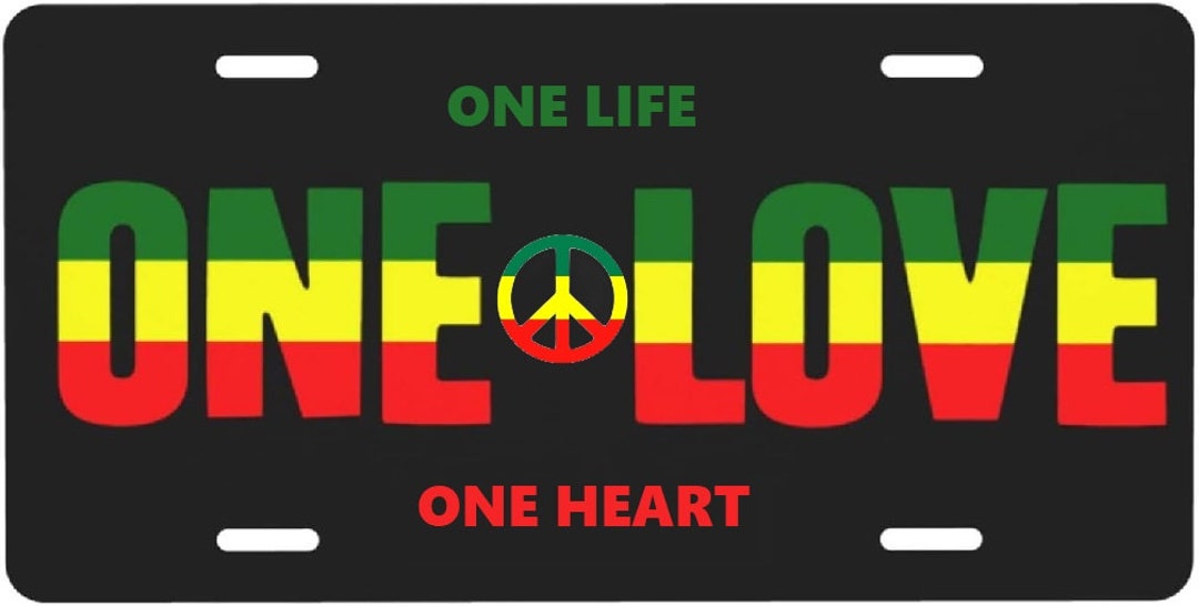 One Life One Love One Heart Jamaica Marley Rasta License Plate - Etsy