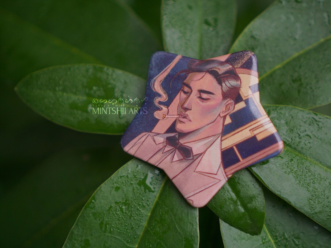 Art Deco Roderick Smoking Star Badge Tinplate Button, Pinback, Great ...