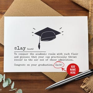 Personalized Graduation Card, Slay Definition Grad Card, Funny Grad ...