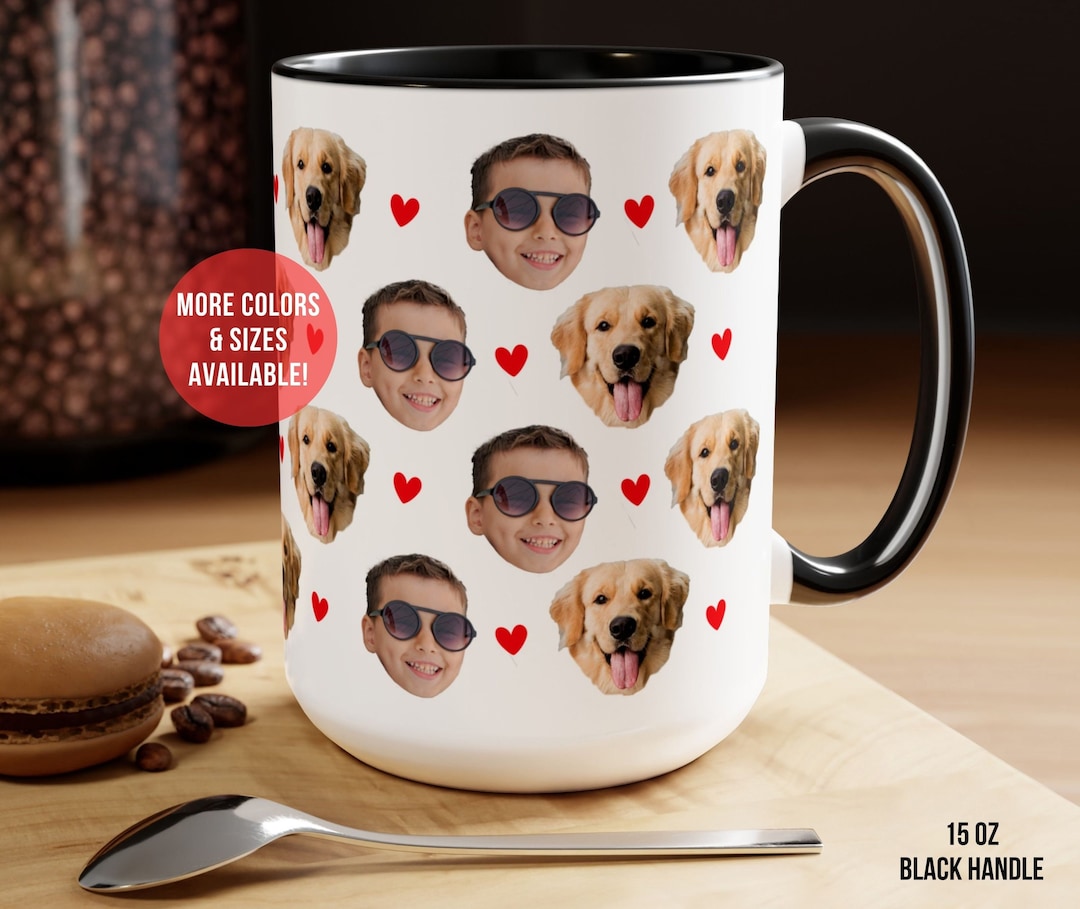 Personalized Face Coffee Mug, Kids Face Mug, Dogs Face Mug, Cat Face ...