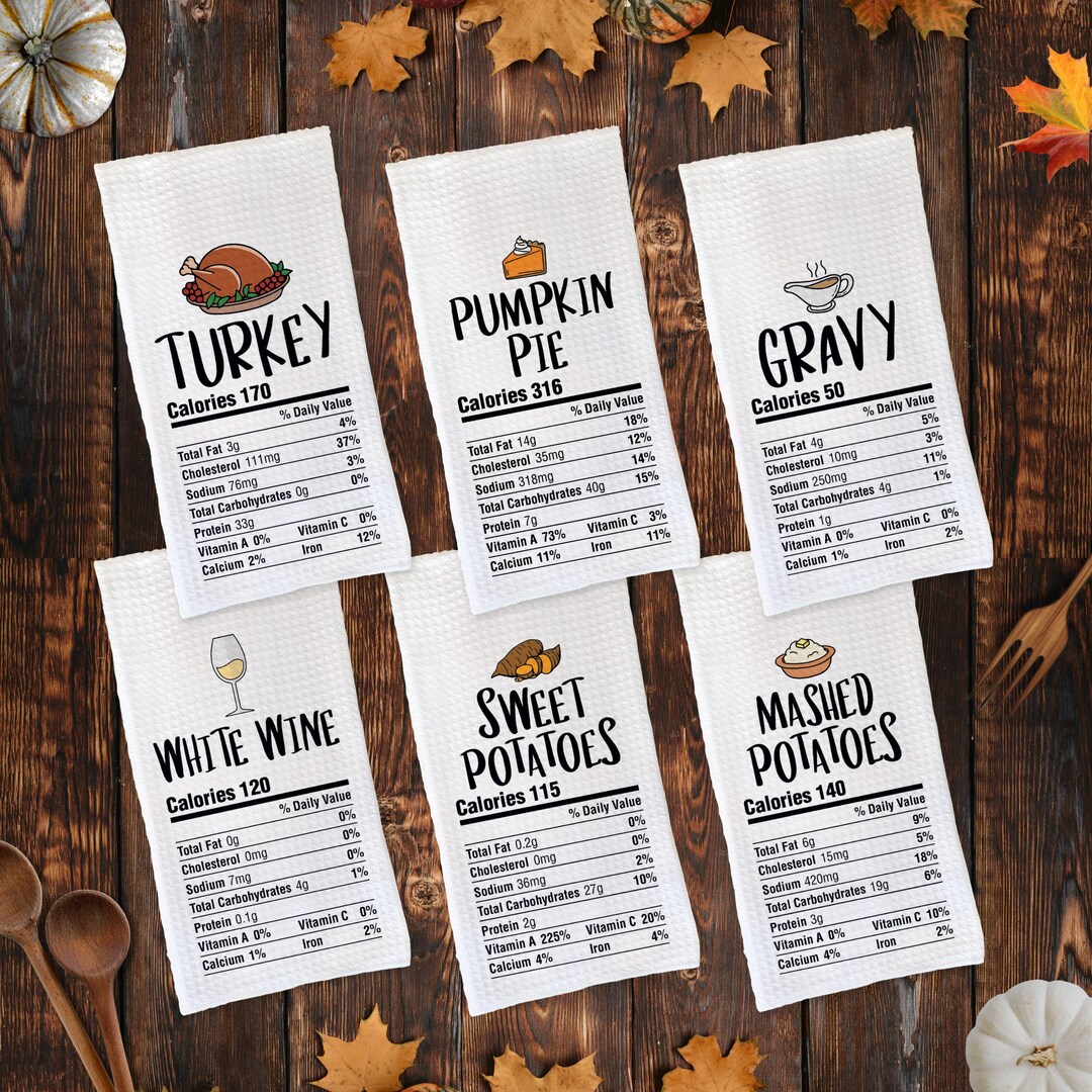 Thanksgiving Nutrition Food Towels, Funny Thanksgiving Towel ...