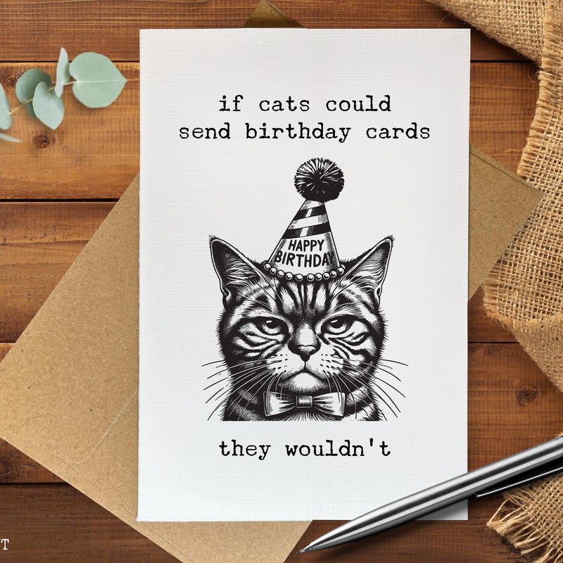 Humour Cat Birthday Card - Etsy