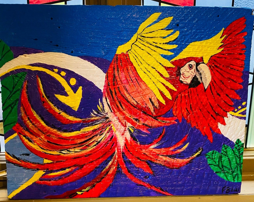 Bird, Parrot, Barn Wood Painting - Etsy