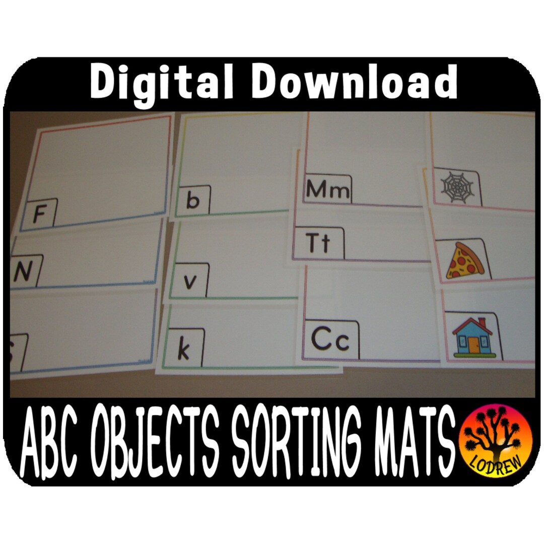 Alphabet Objects Sorting Mats Full Page Printable Game Literacy Center ...