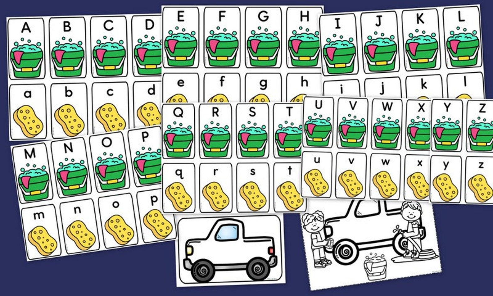 Truck Wash Alphabet Objects Match and Sort Printable Game - Etsy