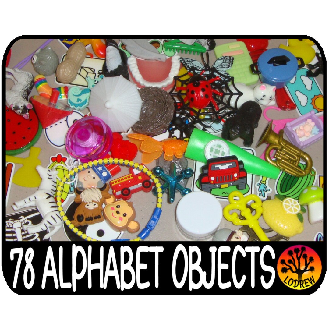 78 Alphabet Objects Literacy Center Phonics Reading Alphabet Miniatures ...