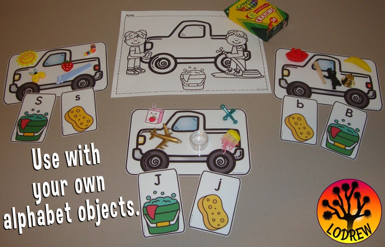 Truck Wash Alphabet Objects Match and Sort Printable Game Literacy ...