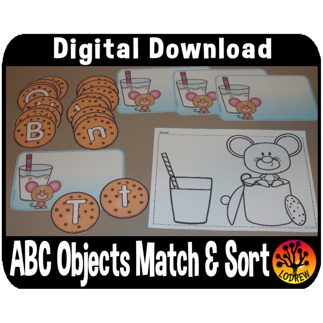 Mouse Cookie Alphabet Objects Match and Sort Printable Game Literacy ...