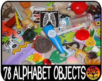 78 Alphabet Objects Literacy Center Phonics Reading Alphabet Miniatures ...