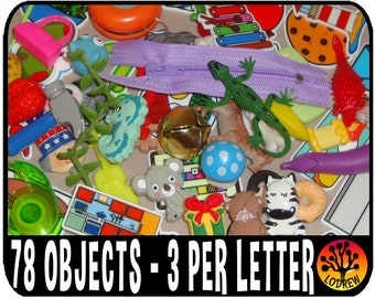 78 Alphabet Objects Literacy Center Phonics Reading Alphabet Miniatures ...
