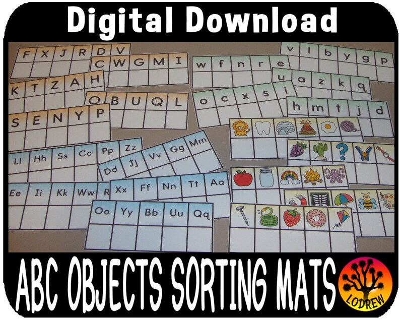 Alphabet Objects Sorting Mats Printable Game Literacy Center - Etsy