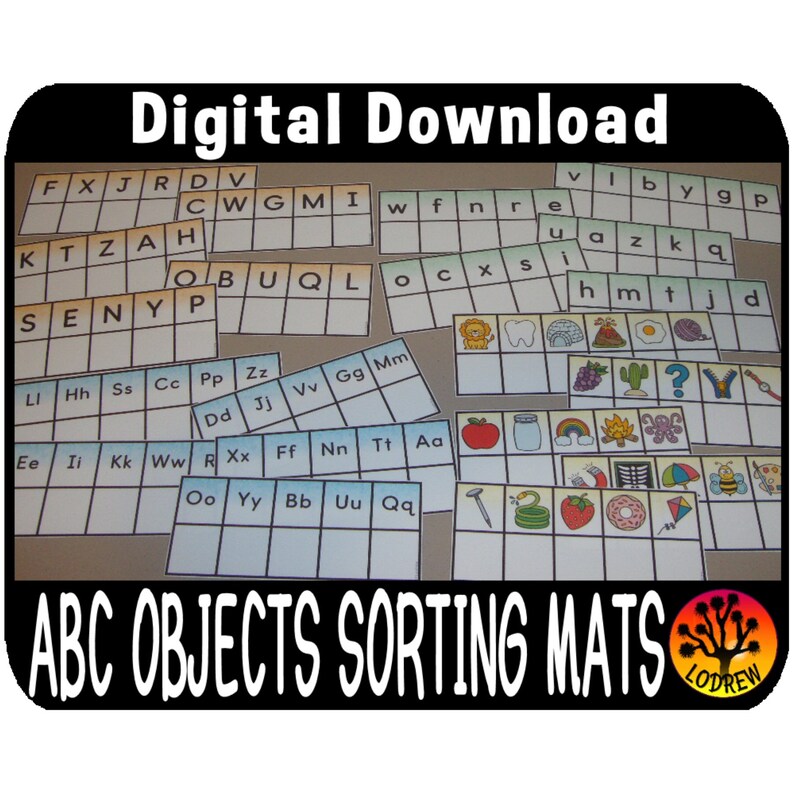 Alphabet Objects Sorting Mats Printable Game Literacy Center Beginning ...
