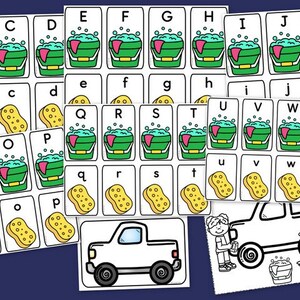 Truck Wash Alphabet Objects Match and Sort Printable Game Literacy ...