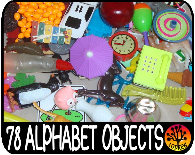 78 Alphabet Objects Literacy Center Phonics Reading Alphabet Miniatures ...