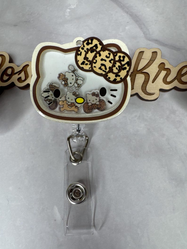 Hello Kitty Nurse Badge Reel: Shaker Acrylic Retractable ID Holder - Etsy