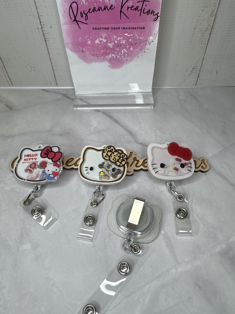 Hello Kitty Nurse Badge Reel: Shaker Acrylic Retractable ID Holder - Etsy