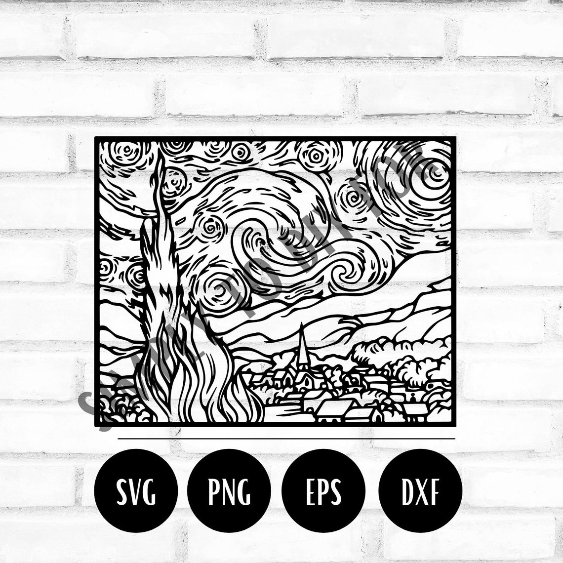 Starry Night Vincent Van Gogh Classic Art SVG DXF EPS | Etsy