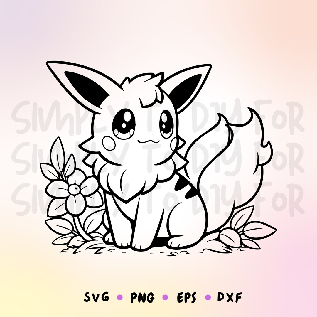 Pokemon Eevee With Flowers Kids Gift SVG DXF Eps Png Cut Files Cricut ...