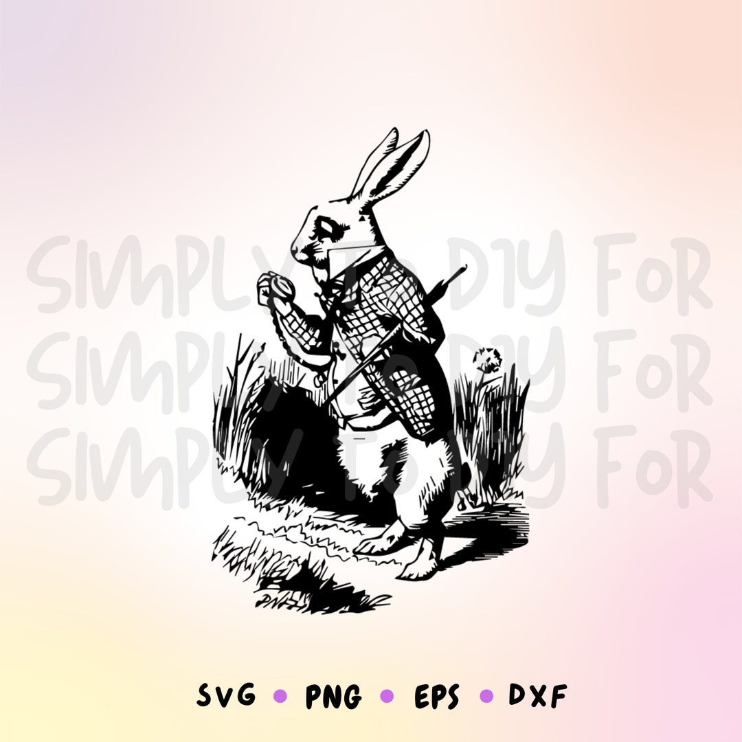 The White Rabbit Alice in Wonderland Literature Books SVG DXF Eps Png ...