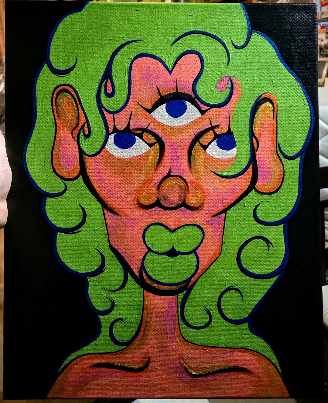 Neon Abstract Painting - Etsy