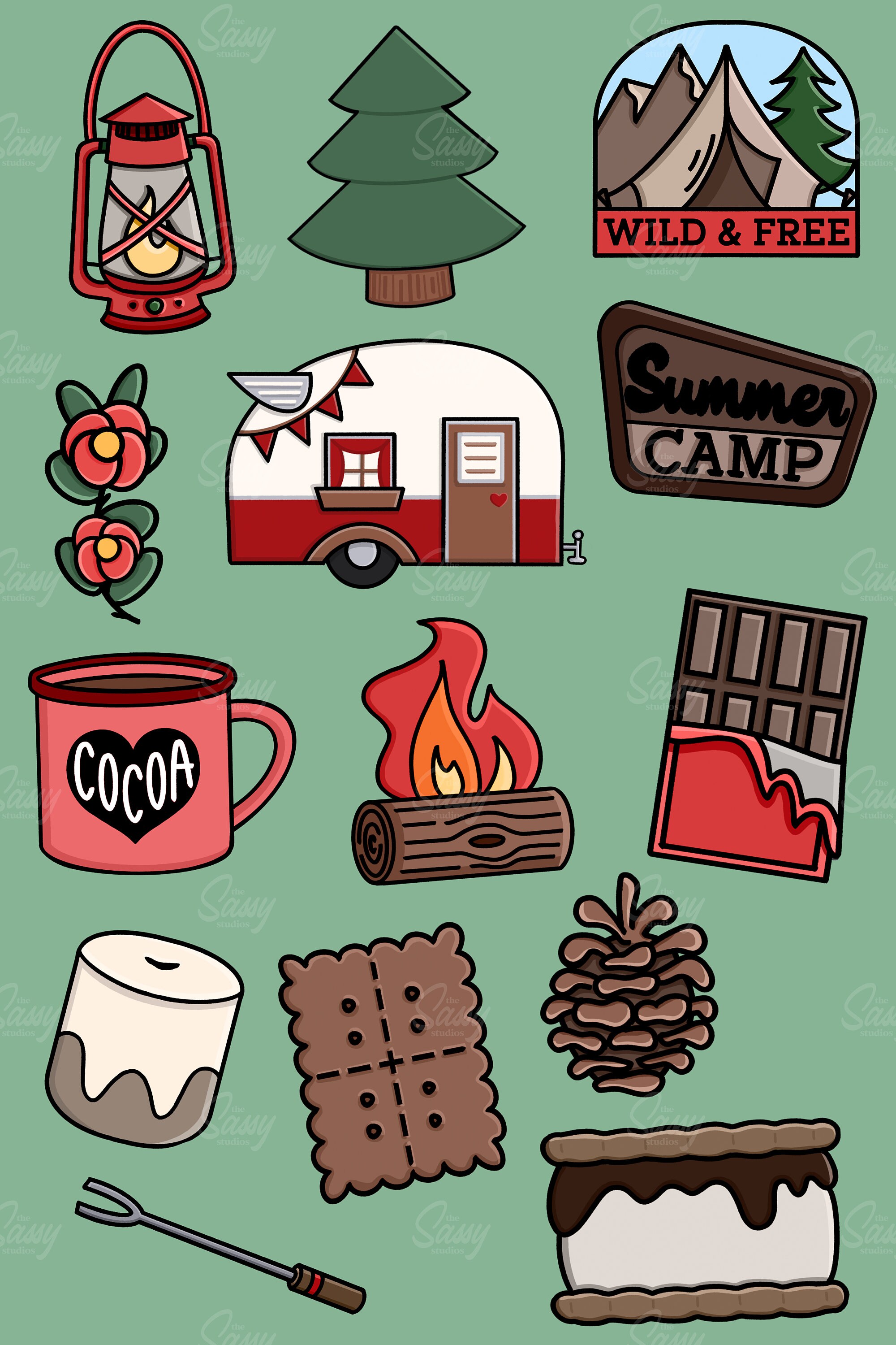 Camping Clipart Collection, S'mores Bar Clipart, Summer Camp Clipart - Etsy