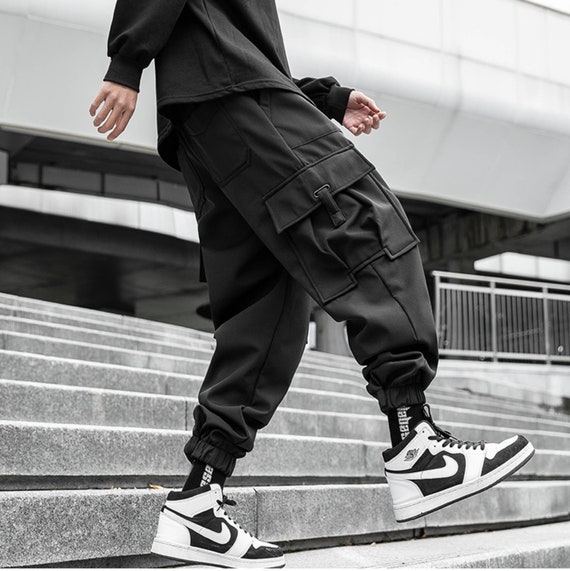 Black Cotton Techwear Pants Cyberpunk Cargo Pants Goth - Etsy