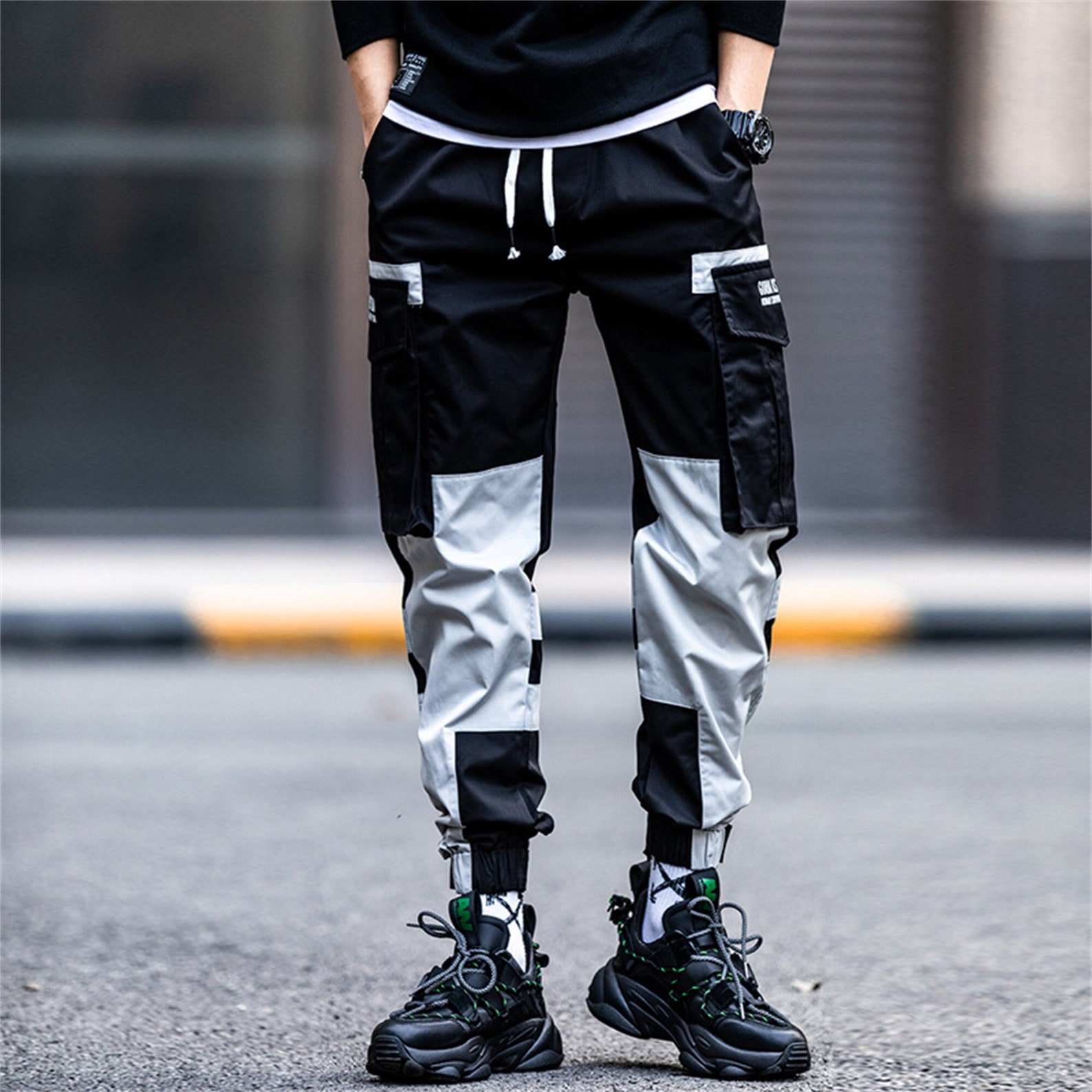 Combat Techwear Pants White Lettering Cargo Pants Cyberpunk - Etsy