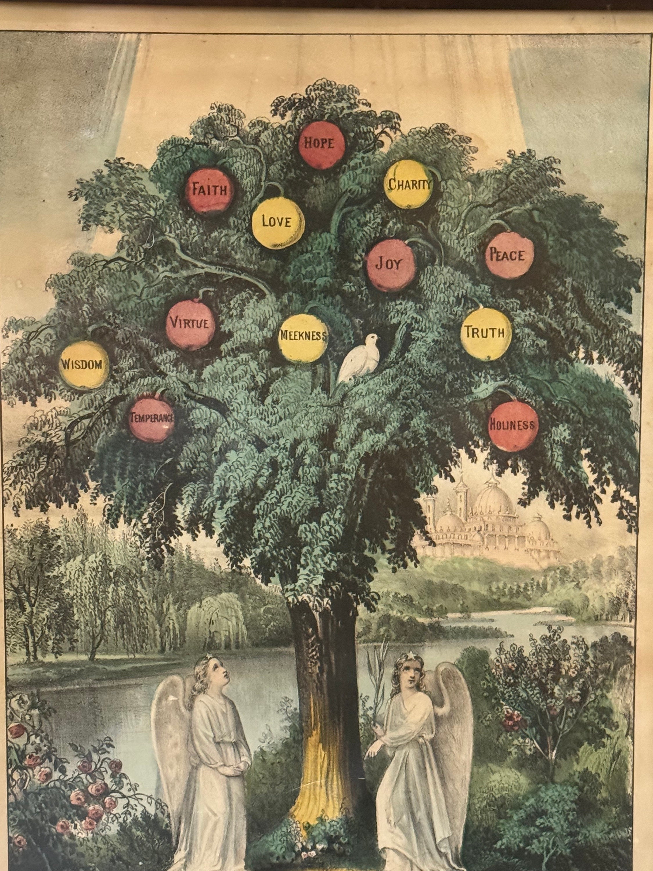 Antique/vintage Currier & Ives Tree of Life Framed Print - Etsy