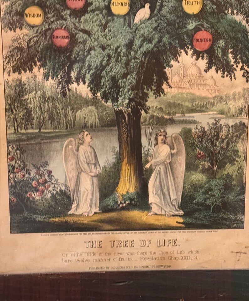 Antique/vintage Currier & Ives Tree of Life Framed Print - Etsy