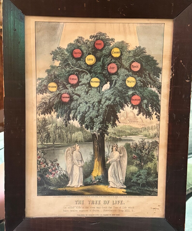 Antique/vintage Currier & Ives Tree of Life Framed Print - Etsy