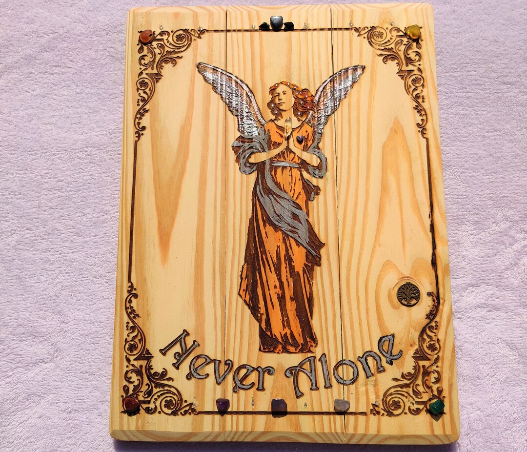 Angel Art on Reclaimed Wood Angel Wood Burning Hand-painted - Etsy
