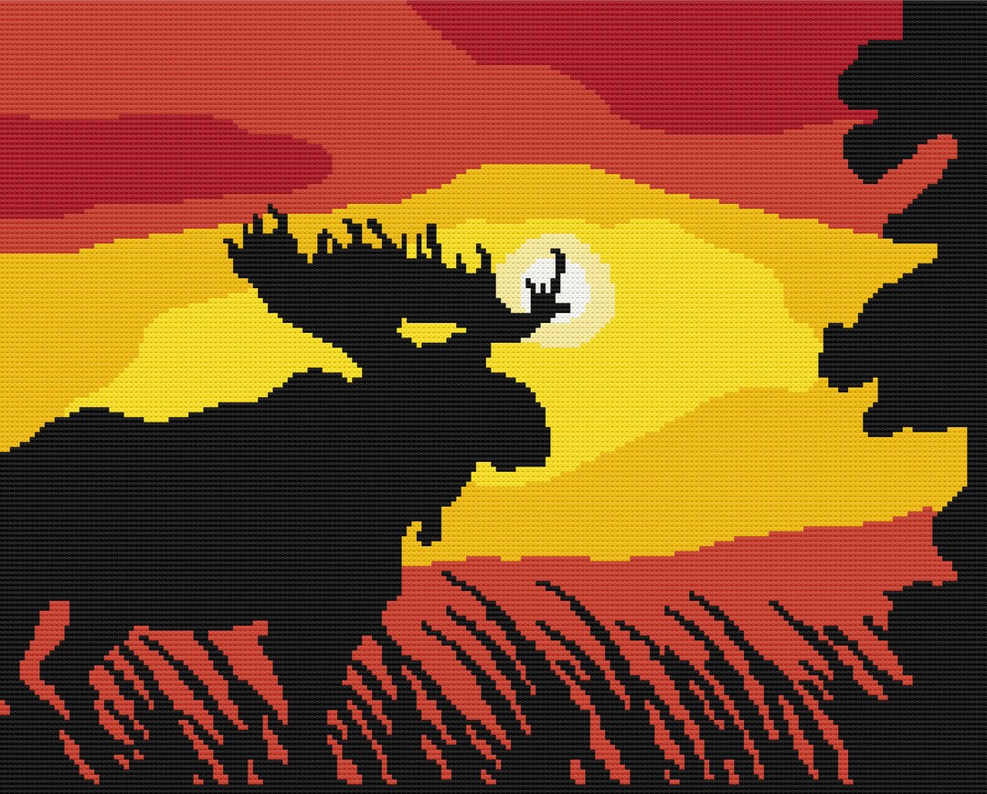 Moose Sunset, Single Crochet, Graph and Written Instructions - Etsy