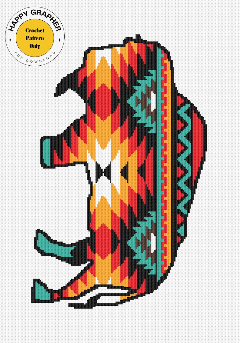 Crochet Pattern//aztec Buffalo//single Crochet Tapestry//graph and ...